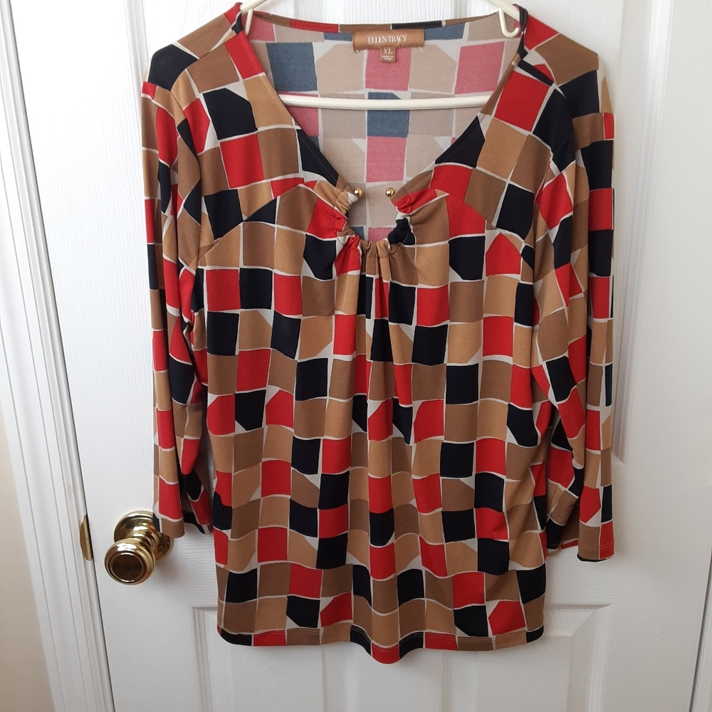 Ellen Tracy Xl Extra Large Top With Shirre - Gem